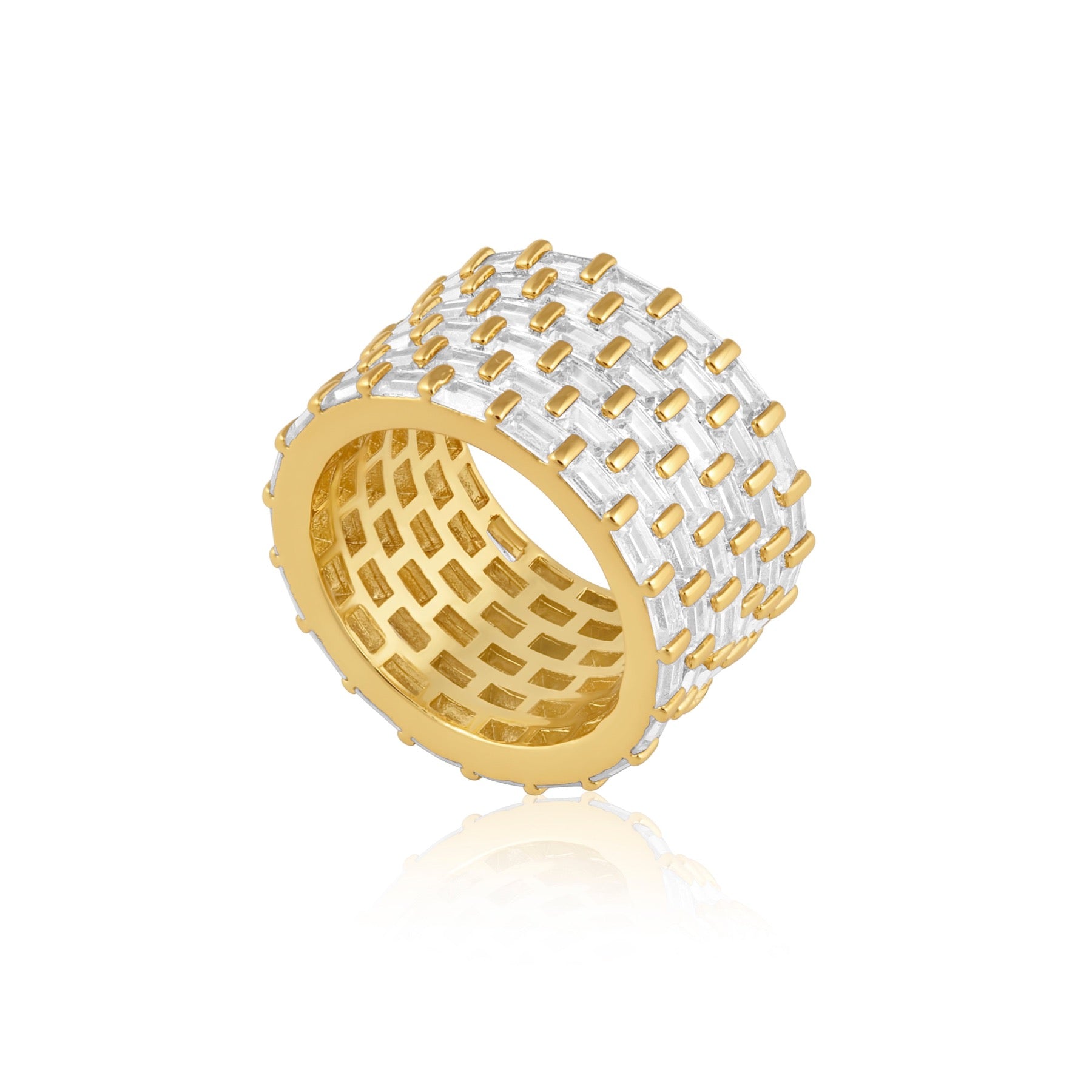 Shiloh Band Ring – Wide Gold CZ Statement Ring | ONE AFFIRMATION